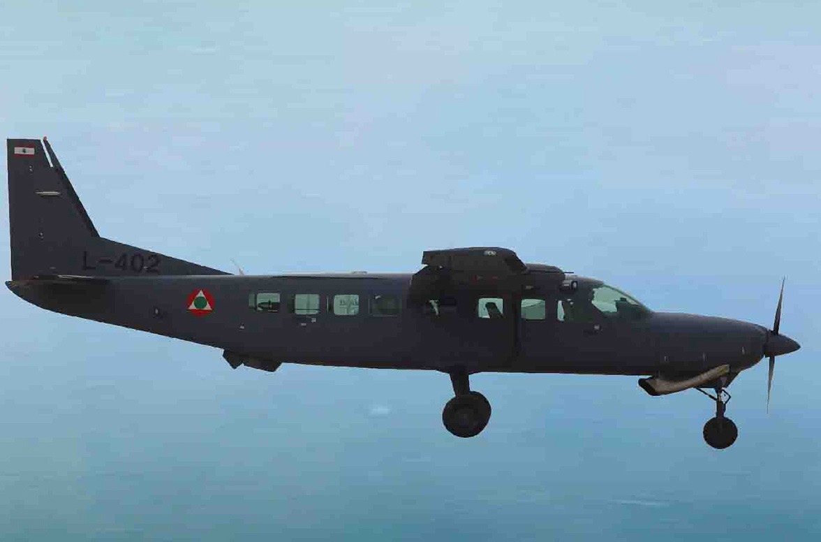 Lebanese Army reconnaissance aircraft flying over southern Lebanon - L ...