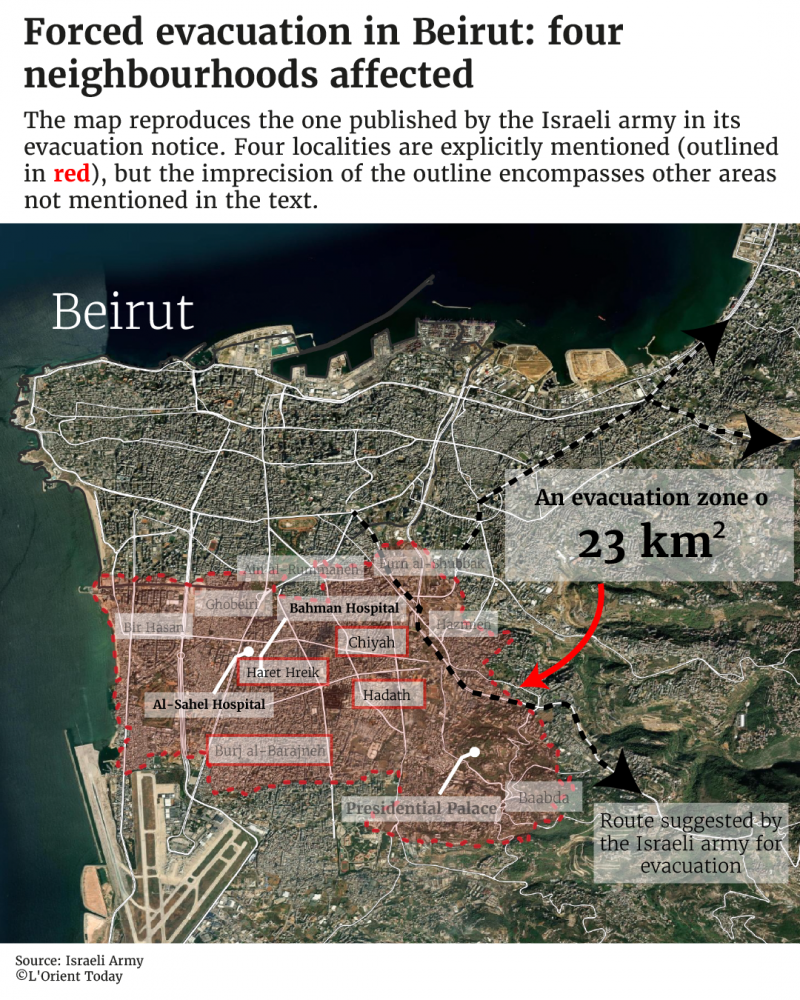 In maps: What Israel's evacuation order for the entirety of Beirut's ...