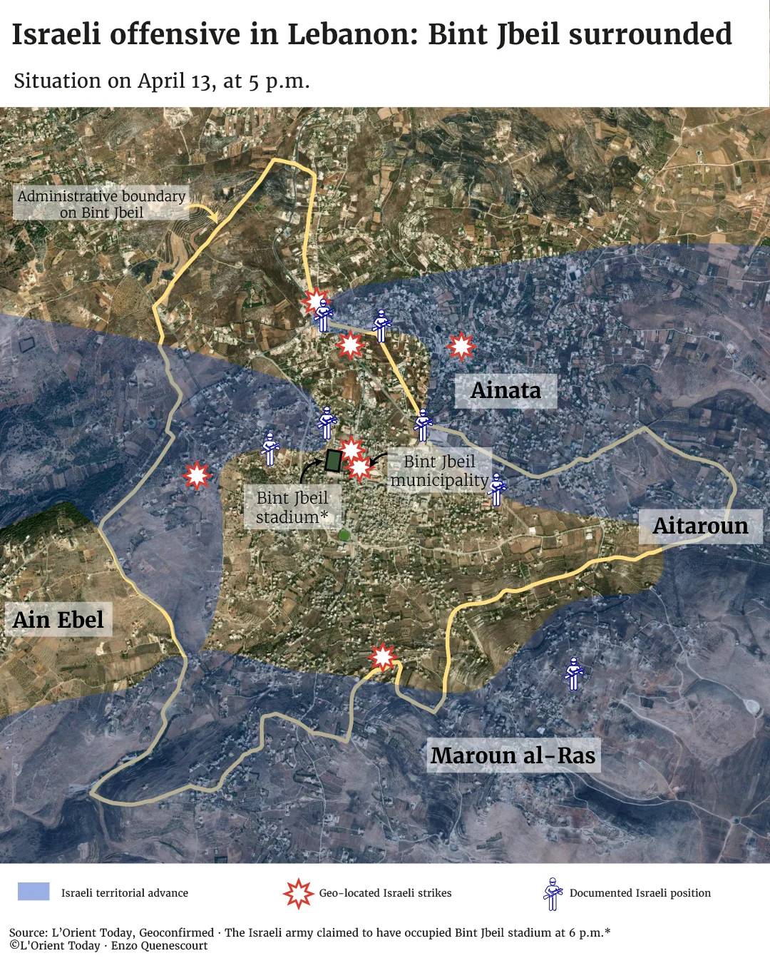 Mapped out: Israel claims capture of Bint Jbeil and advances in ...